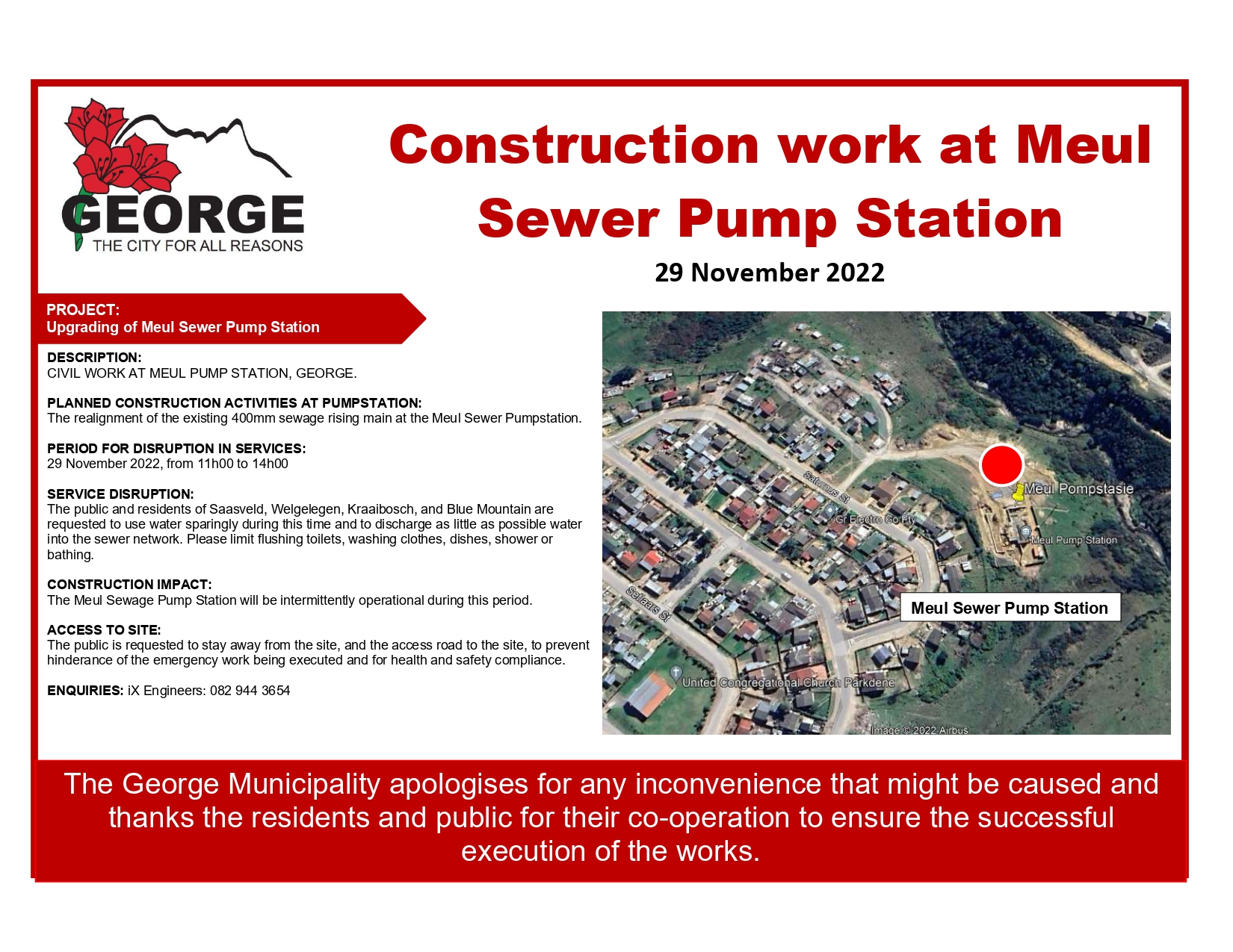 Construction work at Meul Sewer Pump Station 29 November 2022 - George ...