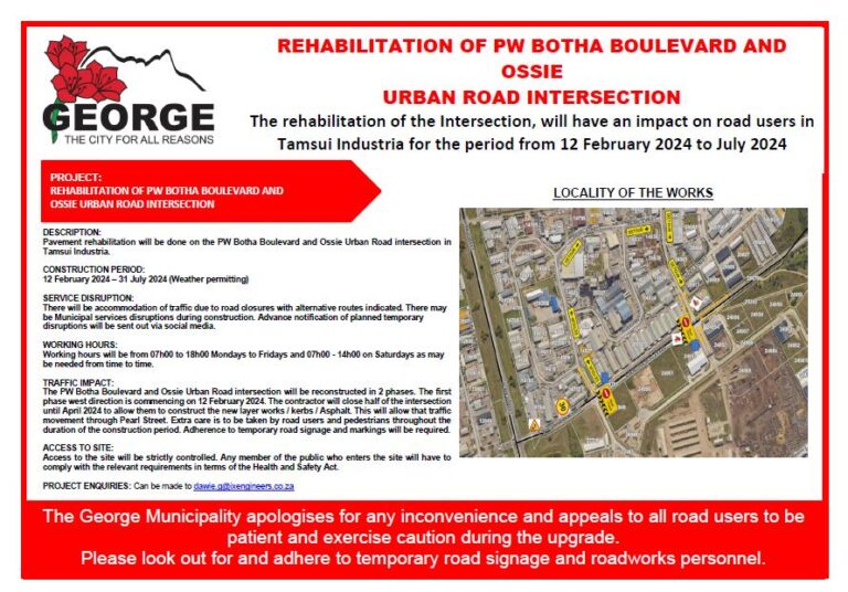 Rehabilitation of PW Botha Boulevard and Ossie Urban Road Intersection ...
