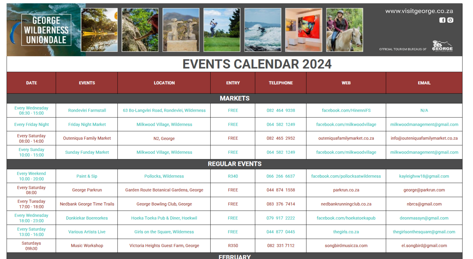 George Tourism Events Calendar 05 March 2024 - George Municipality