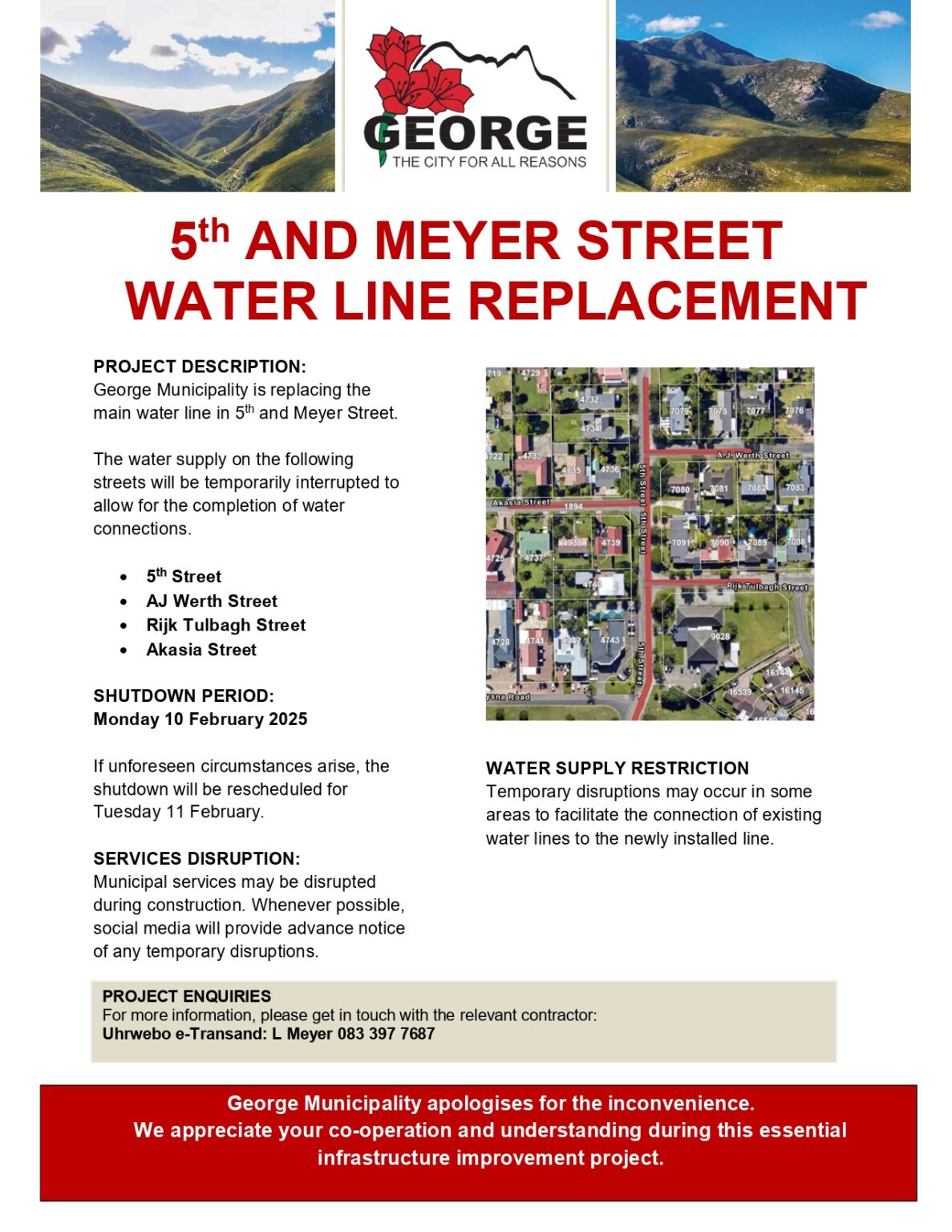 PUBLIC NOTICE WATER LINE REPLACEMENT - 5th and Meyer Street - George ...