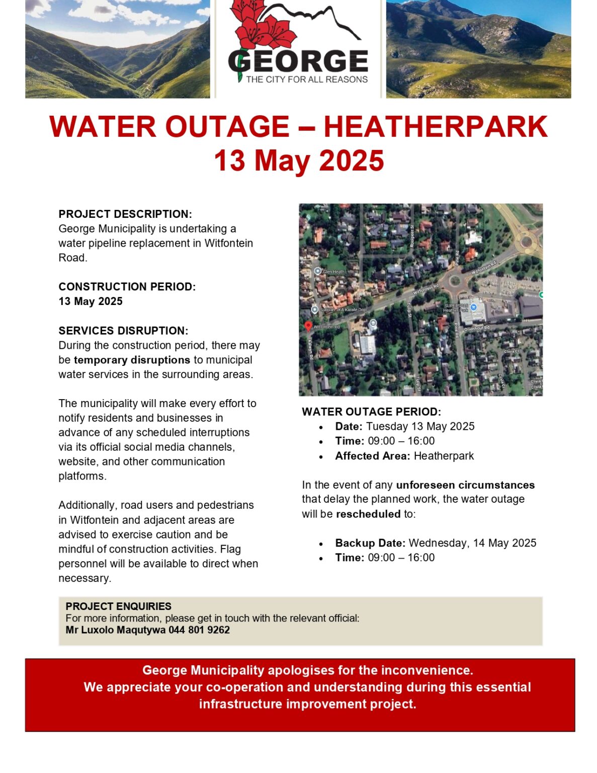 Planned water outage: Heather Park - George Municipality