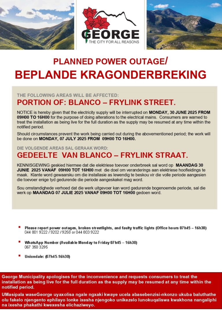 PUBLIC NOTICE: PLANNED POWER OUTAGE_Blanco - Frylink Street_30 June ...