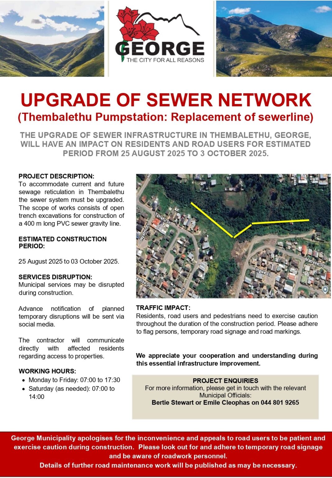 Public Notice: Thembalethu Pumpstation Gravity Line - possible water outages during construction ...