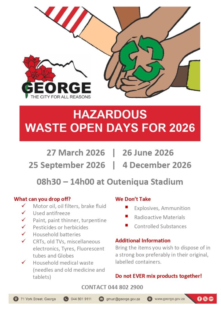 Hazardous waste open days for 2026 - George Municipality